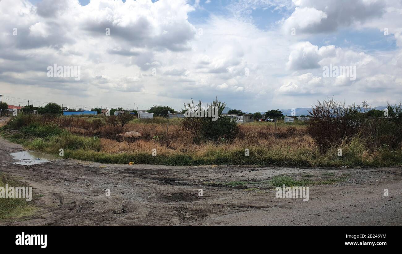 Lekgalonng, South Africa - 23 feb 2020: South African village with ...