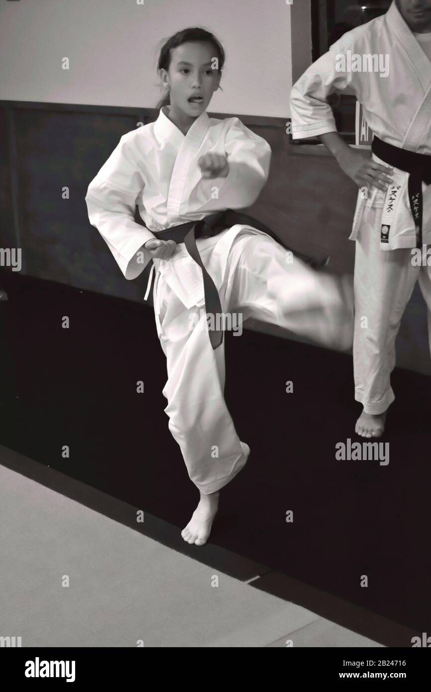 These action photographs of a karate class are for editorial use only ...