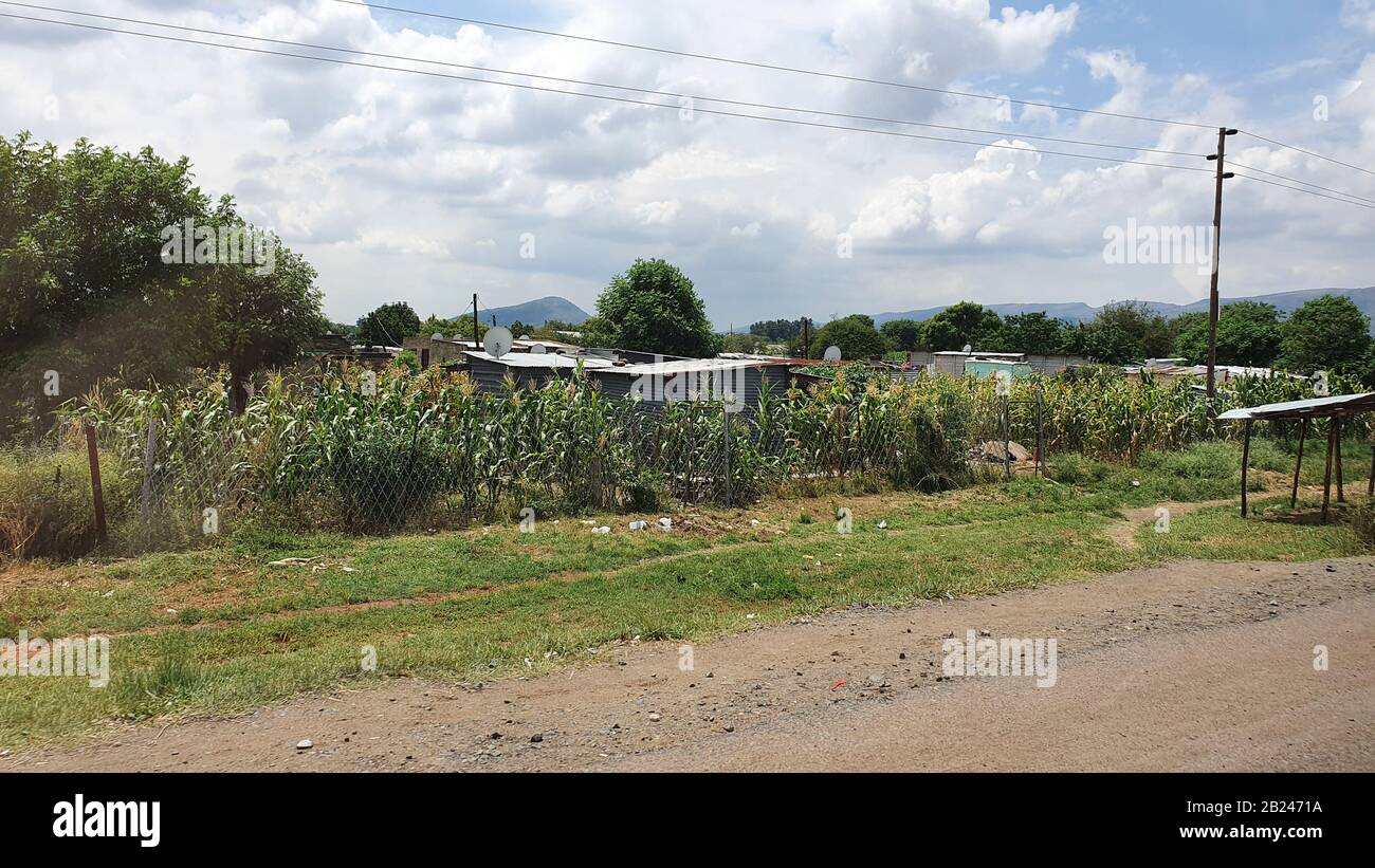 Lekgalonng, South Africa - 23 feb 2020: South African village with ...