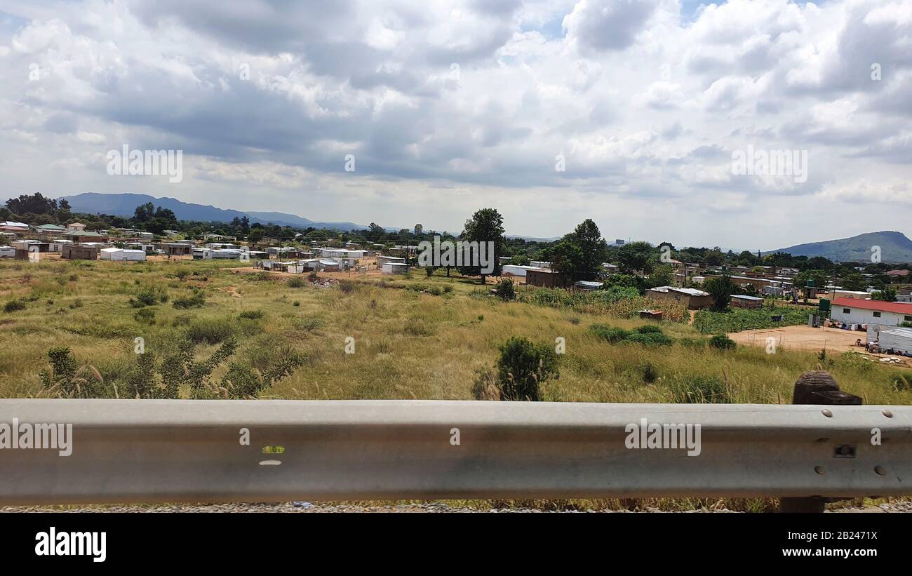 Lekgalonng, South Africa - 23 feb 2020: South African village with ...