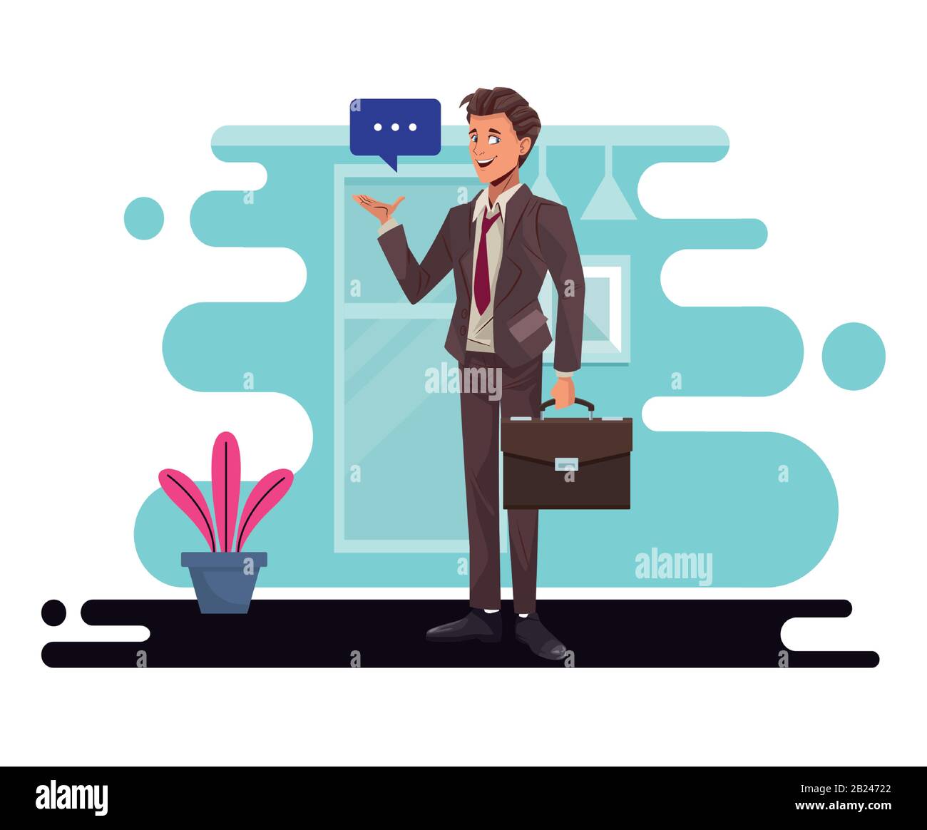 young businessman talking worker character Stock Vector Image & Art - Alamy
