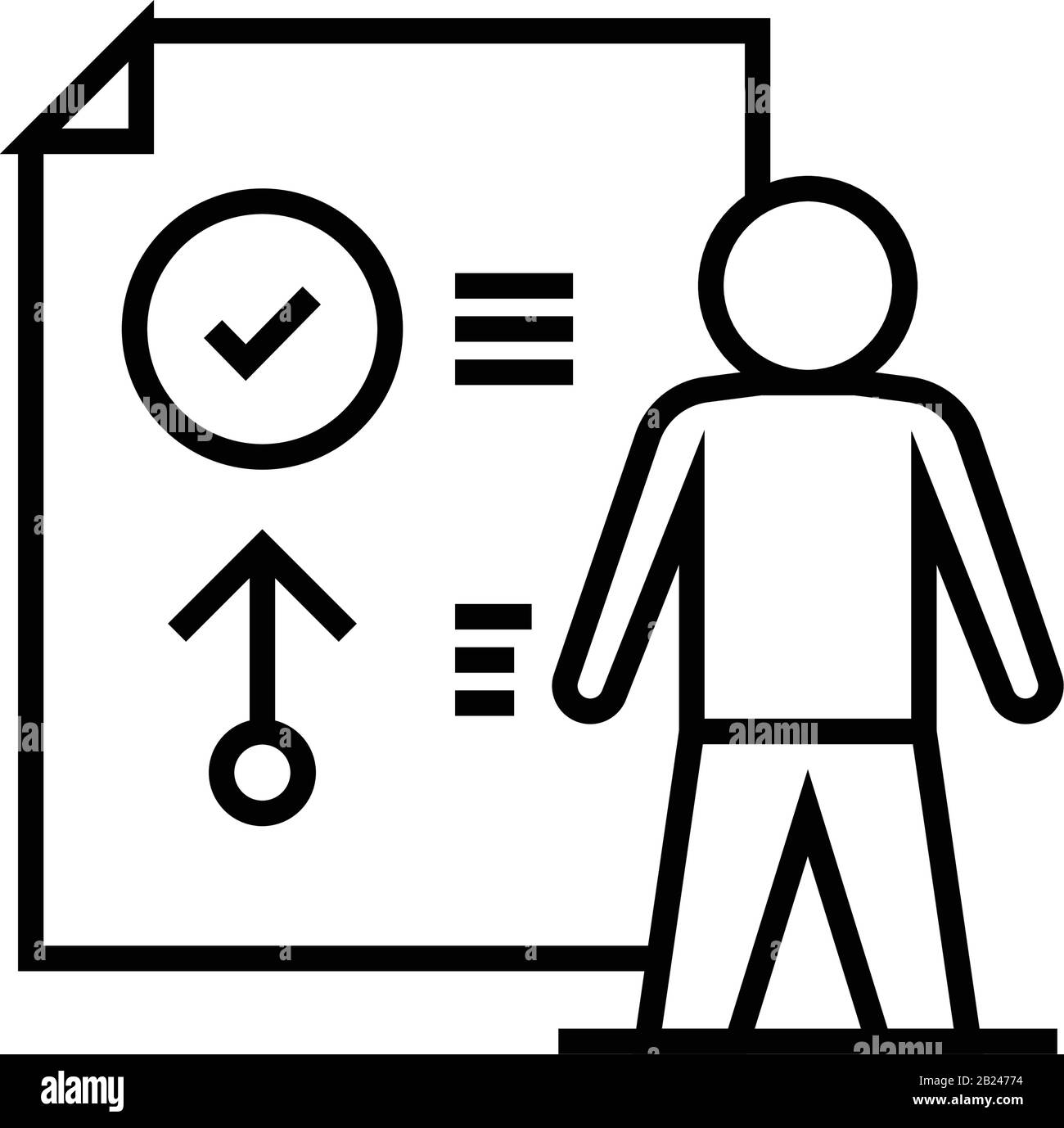 Reporting chart line icon, concept sign, outline vector illustration ...