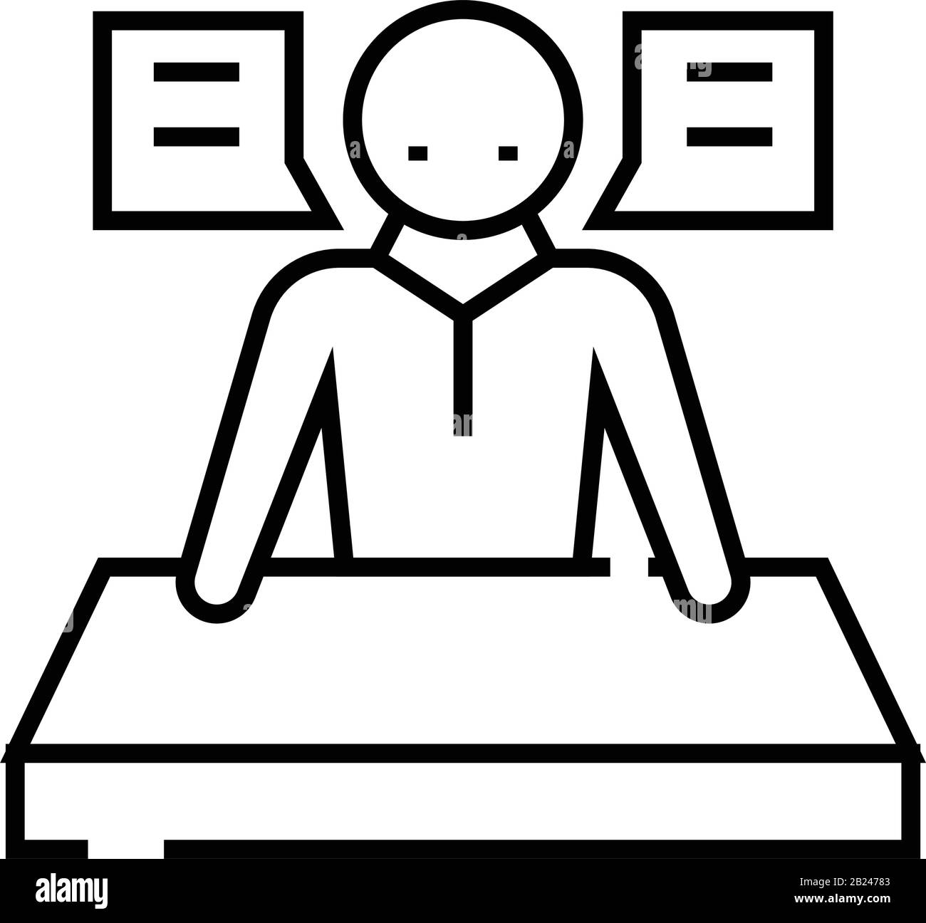 Responsible worker line icon, concept sign, outline vector illustration ...