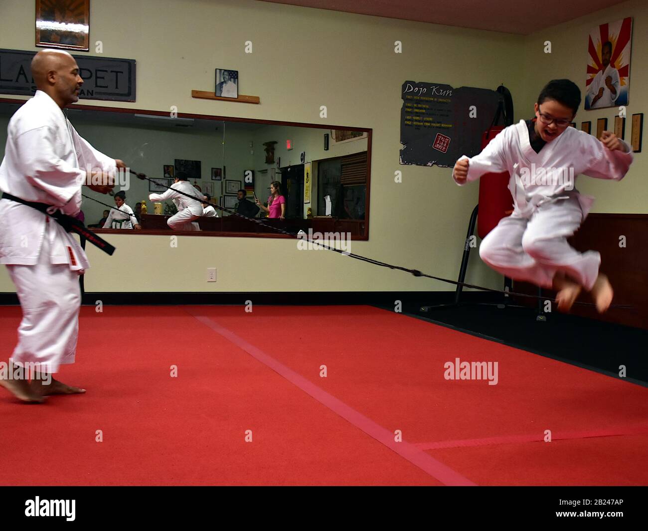 These action photographs of a karate class are for editorial use only ...
