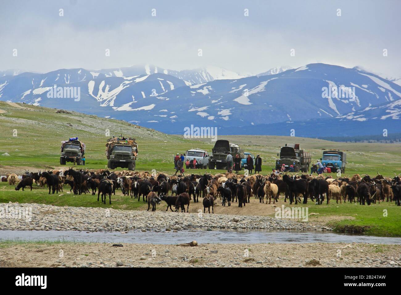 Mongolian lifestyle, Nomadic lifestyle in Western Mongolia Stock Photo ...