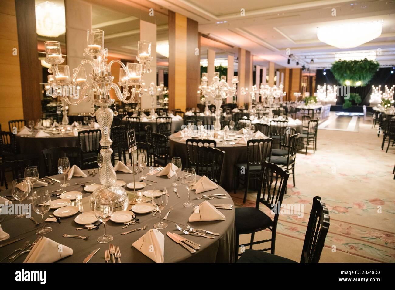 Wedding area, dance floor and dining tables Stock Photo - Alamy