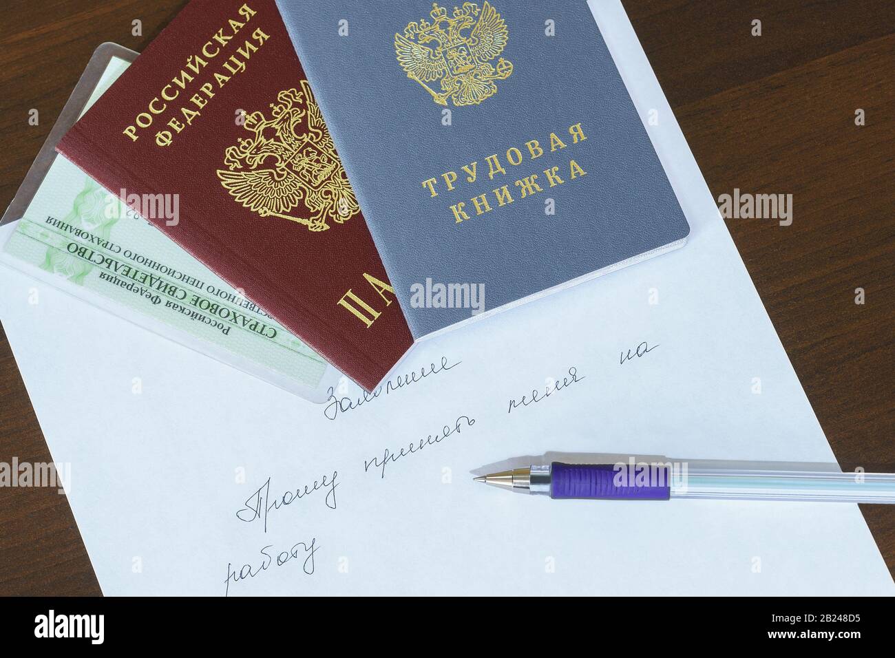 Russian documents passport, employment history, insurance certificate ...