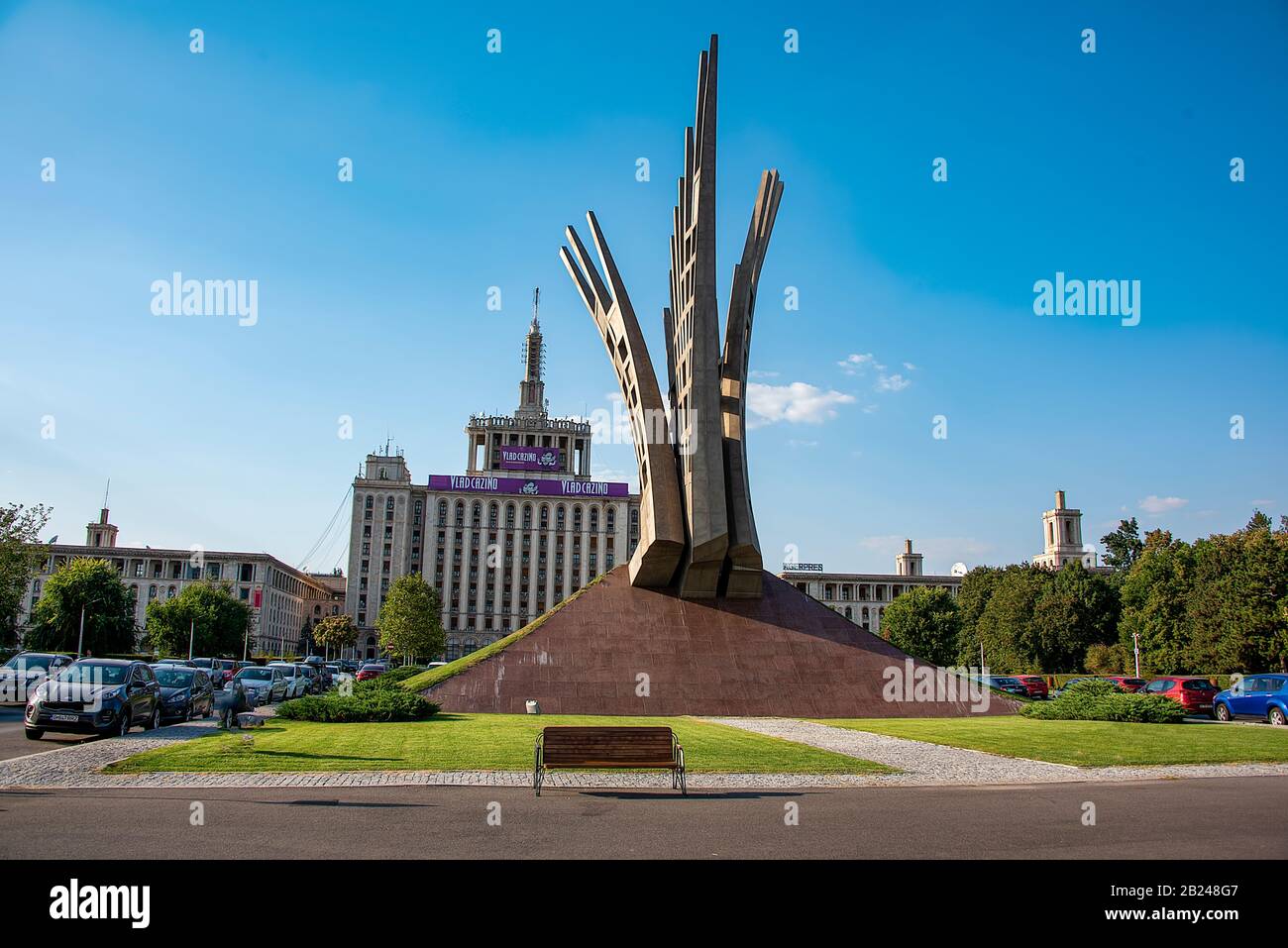 Bucharest, Romania - Aug 2019: Wings monument celebrating the memory of ...