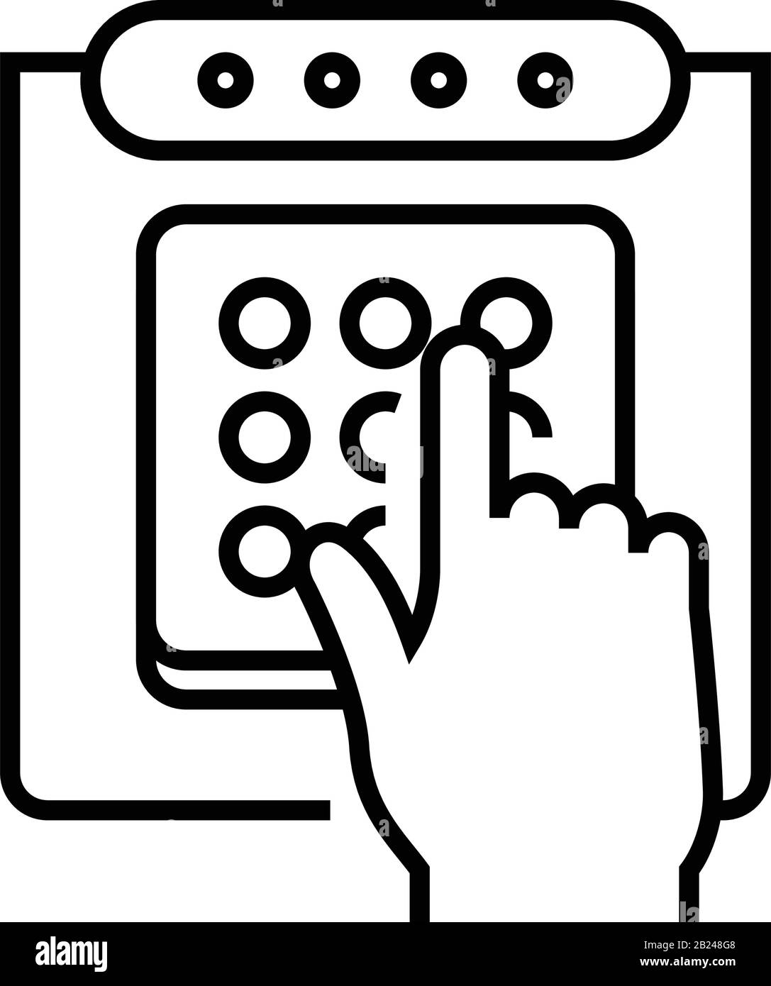 Password enter line icon, concept sign, outline vector illustration ...