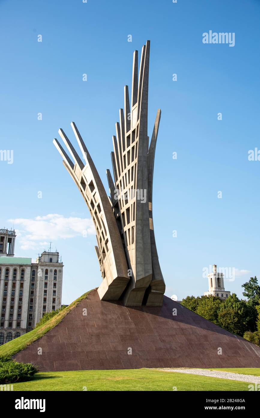 Bucharest, Romania - Aug 2019: Wings monument celebrating the memory of ...