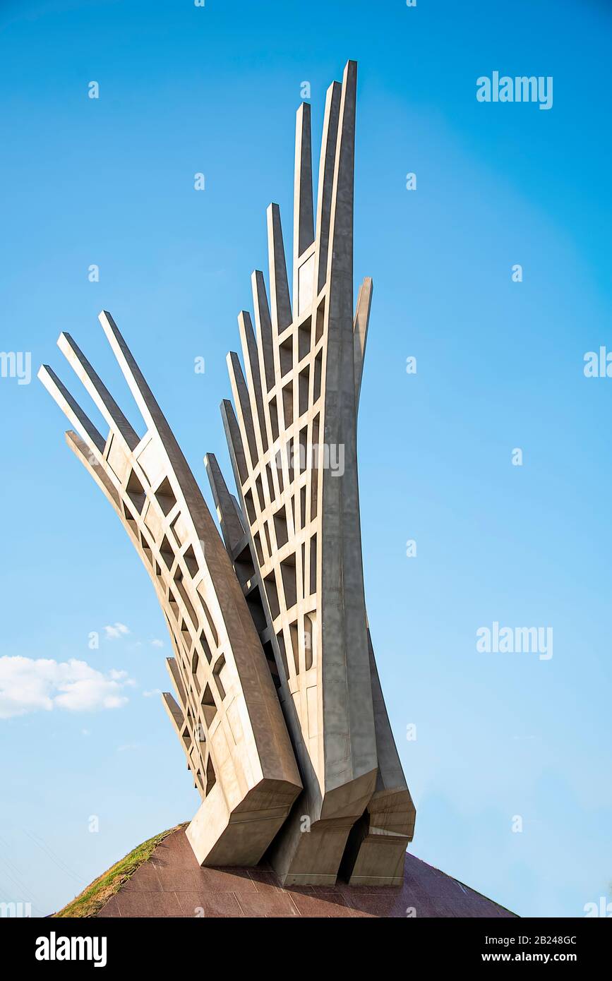 Bucharest, Romania - Aug 2019: Wings monument celebrating the memory of ...