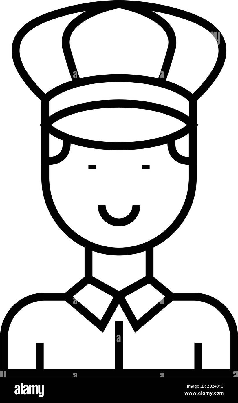 Professional driver line icon, concept sign, outline vector ...