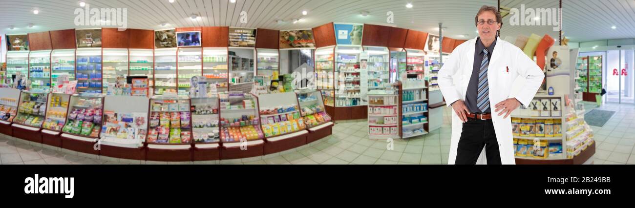 Pharmacy with pharmacist, Panorama, Germany Stock Photo - Alamy