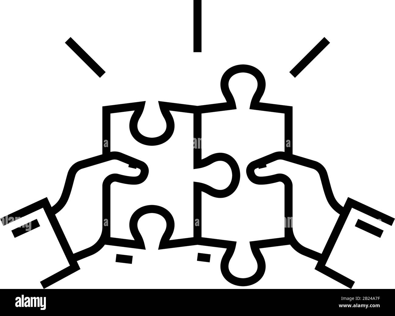 Puzzle work line icon, concept sign, outline vector illustration ...