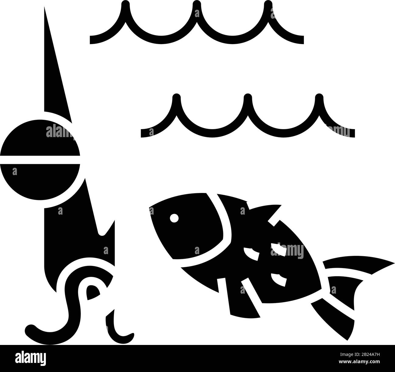 Fishing black icon, concept illustration, vector flat symbol, glyph ...