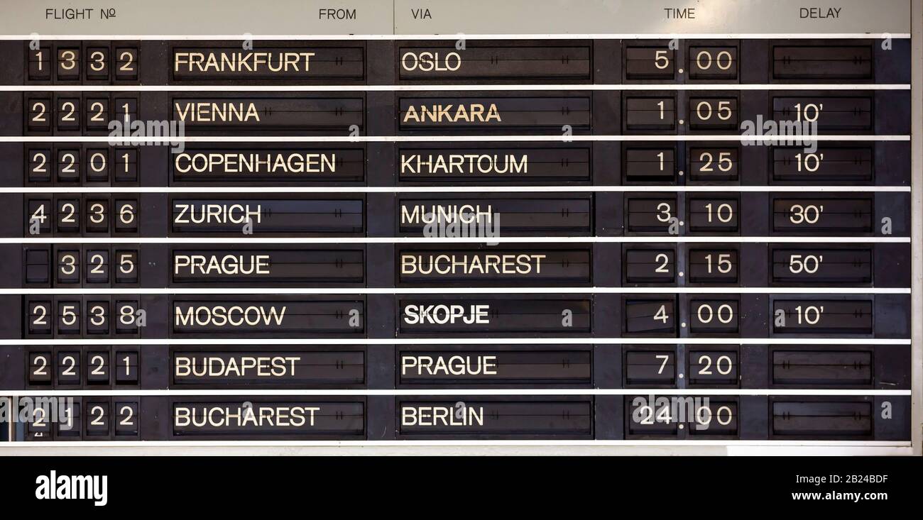 Old flight information display system. Split-flap (or just flap ...