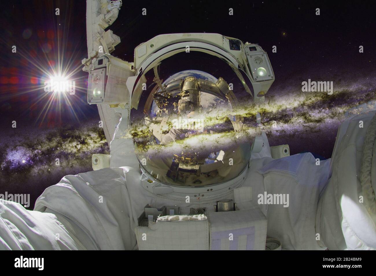 Astronaut in outer space. Science fiction art. Elements of this image ...