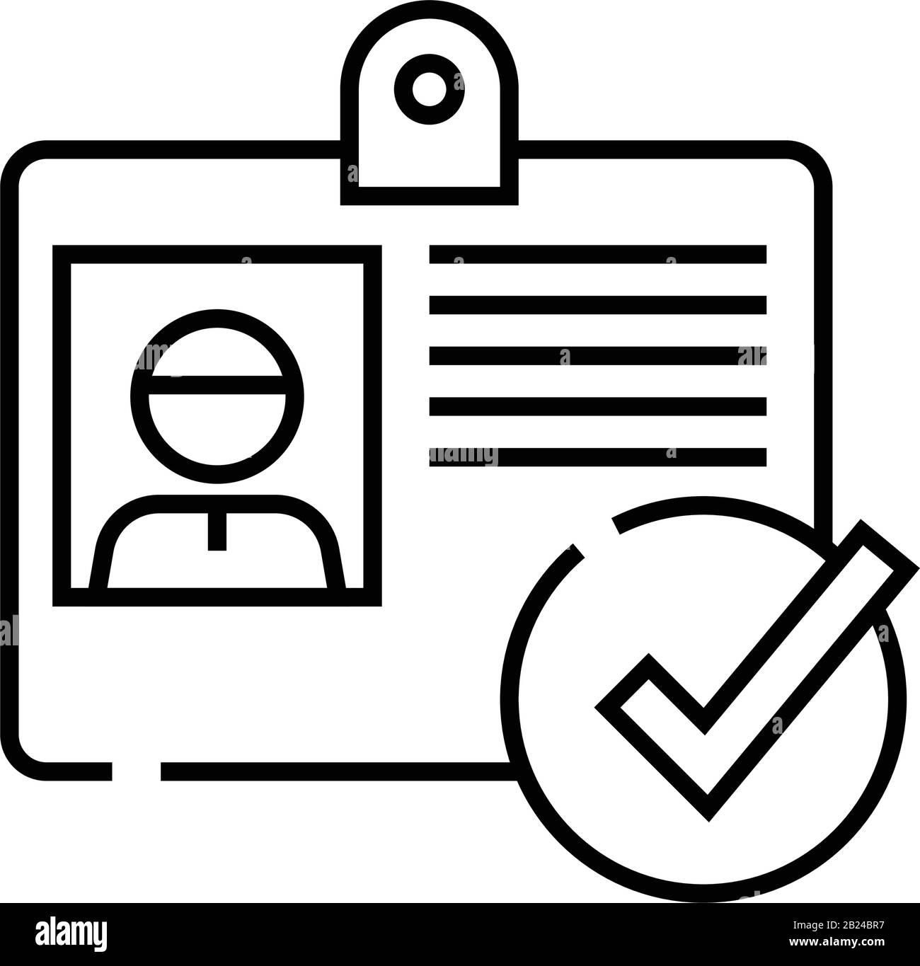Registered worker line icon, concept sign, outline vector illustration ...