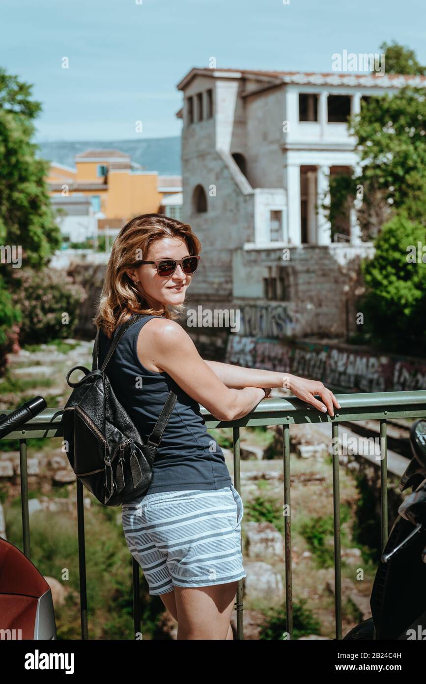 Beautiful Girl Walking Down The Street
