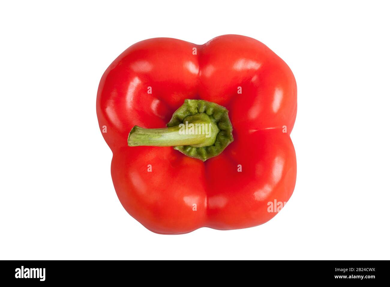 top view red paprika isolated on white background with clipping path ...