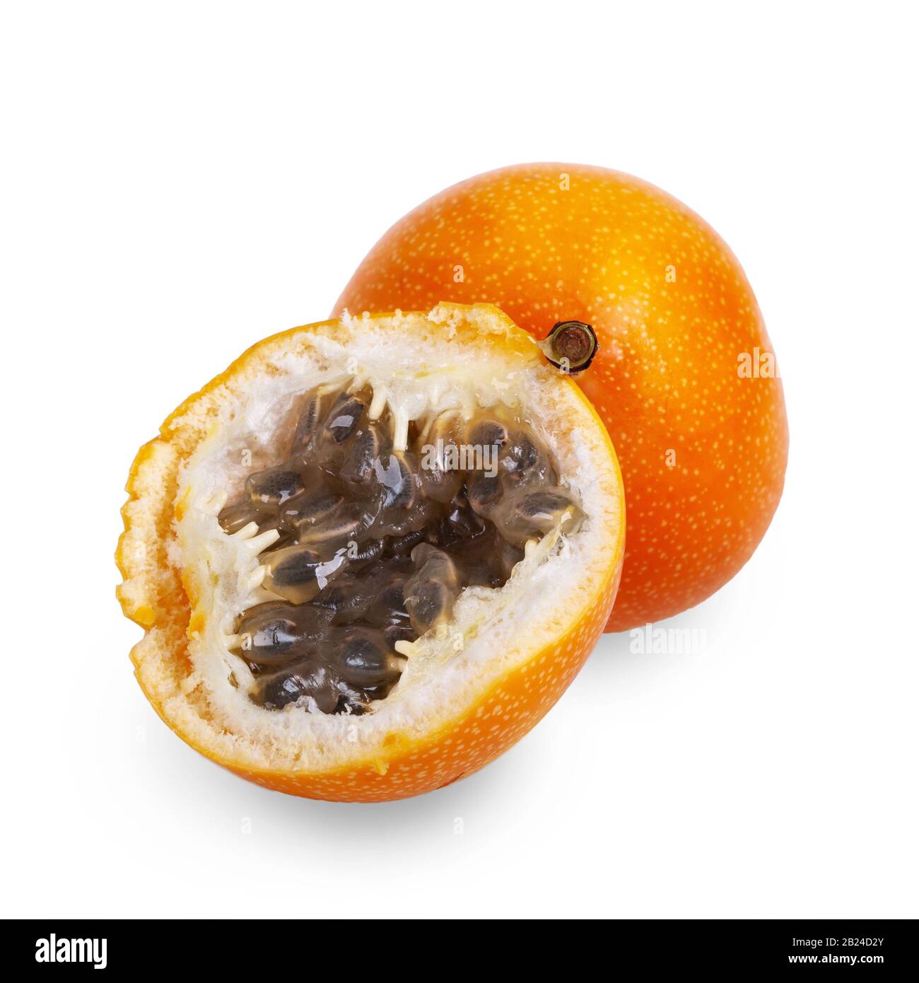cut grenadilla fruit on a white background Stock Photo - Alamy