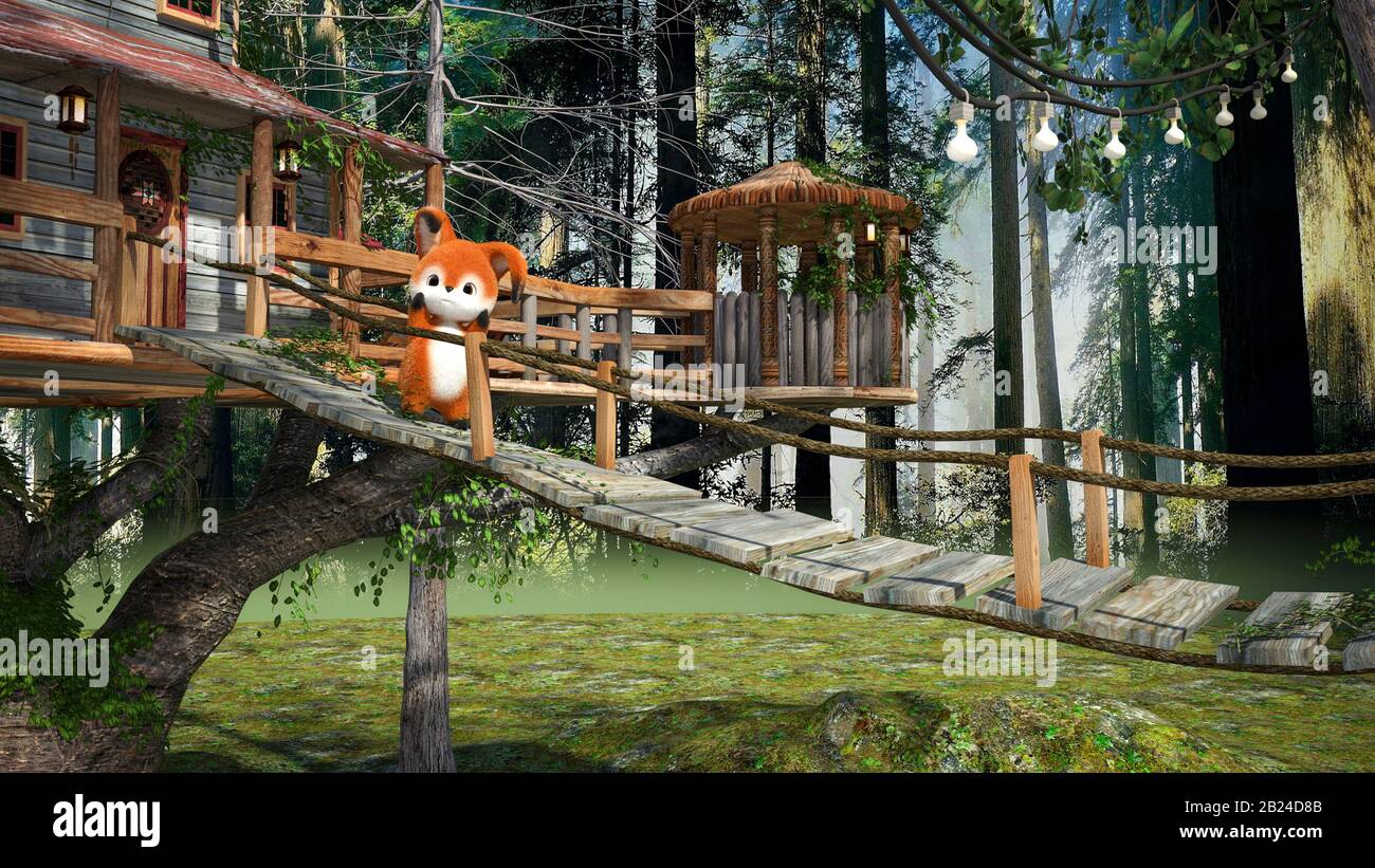 Fantasy cartoon characters fox in fantasy land Stock Photo - Alamy