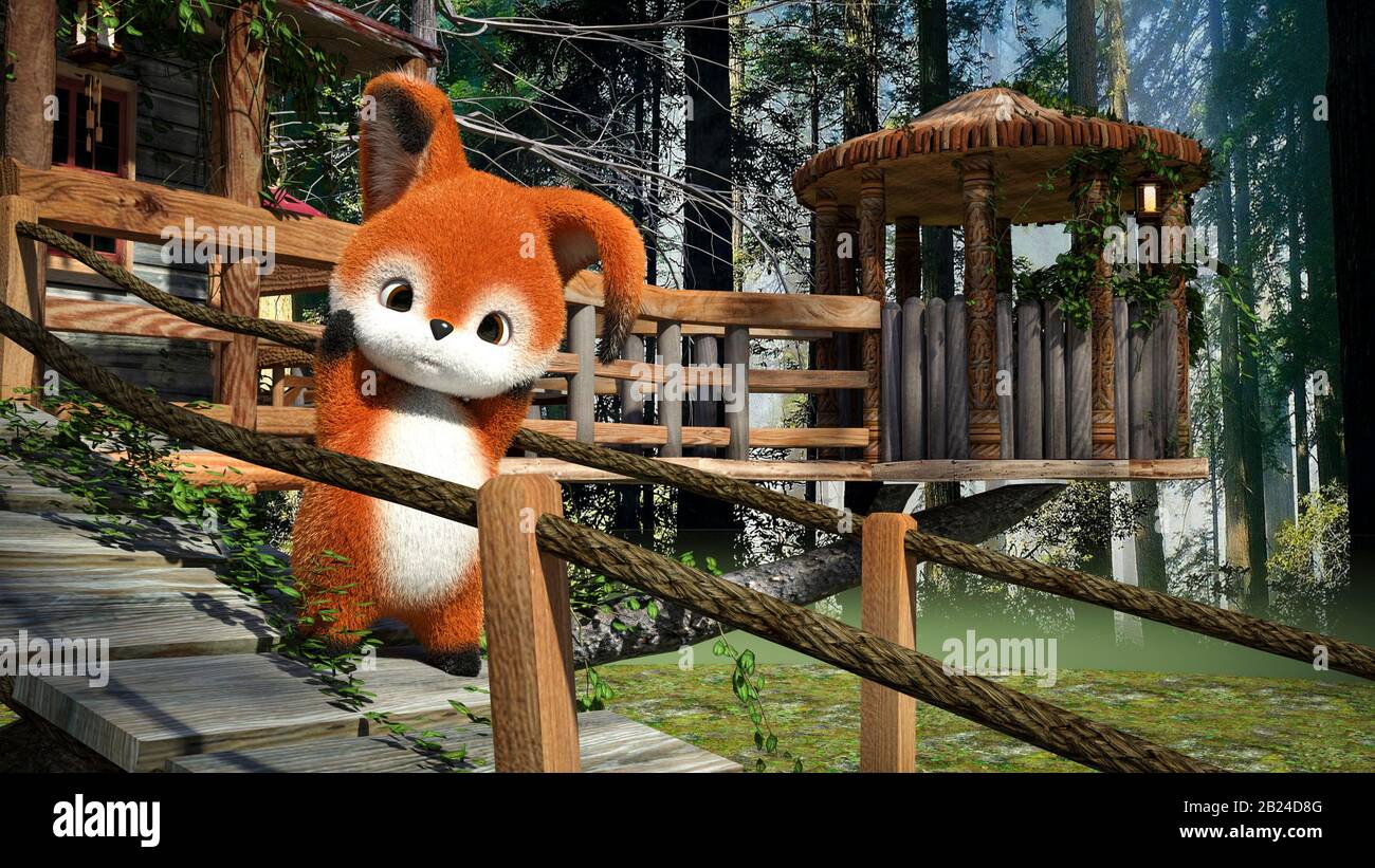 Fantasy cartoon characters fox in fantasy land Stock Photo - Alamy