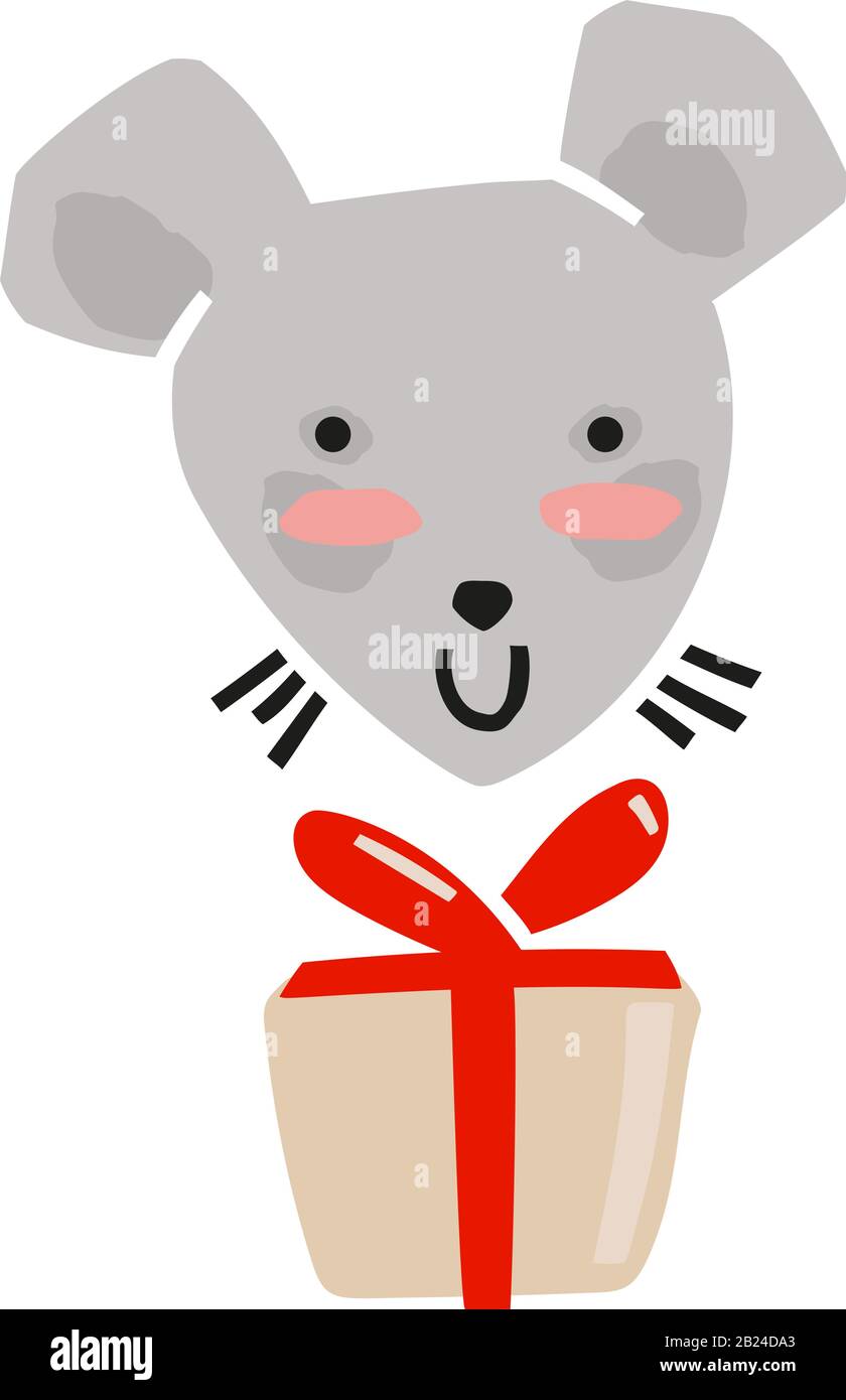 Rat with a gift. minimalistic modern character Stock Vector Image & Art ...
