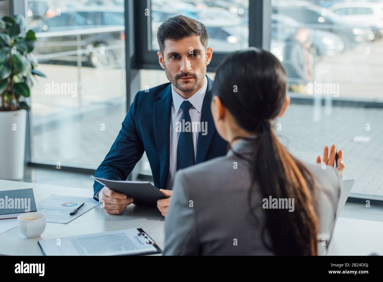 professional businesspeople talking on meeting in modern office Stock ...
