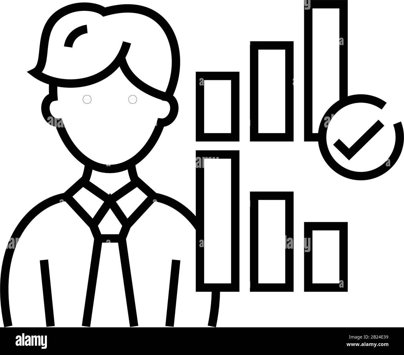 Performance report line icon, concept sign, outline vector illustration ...