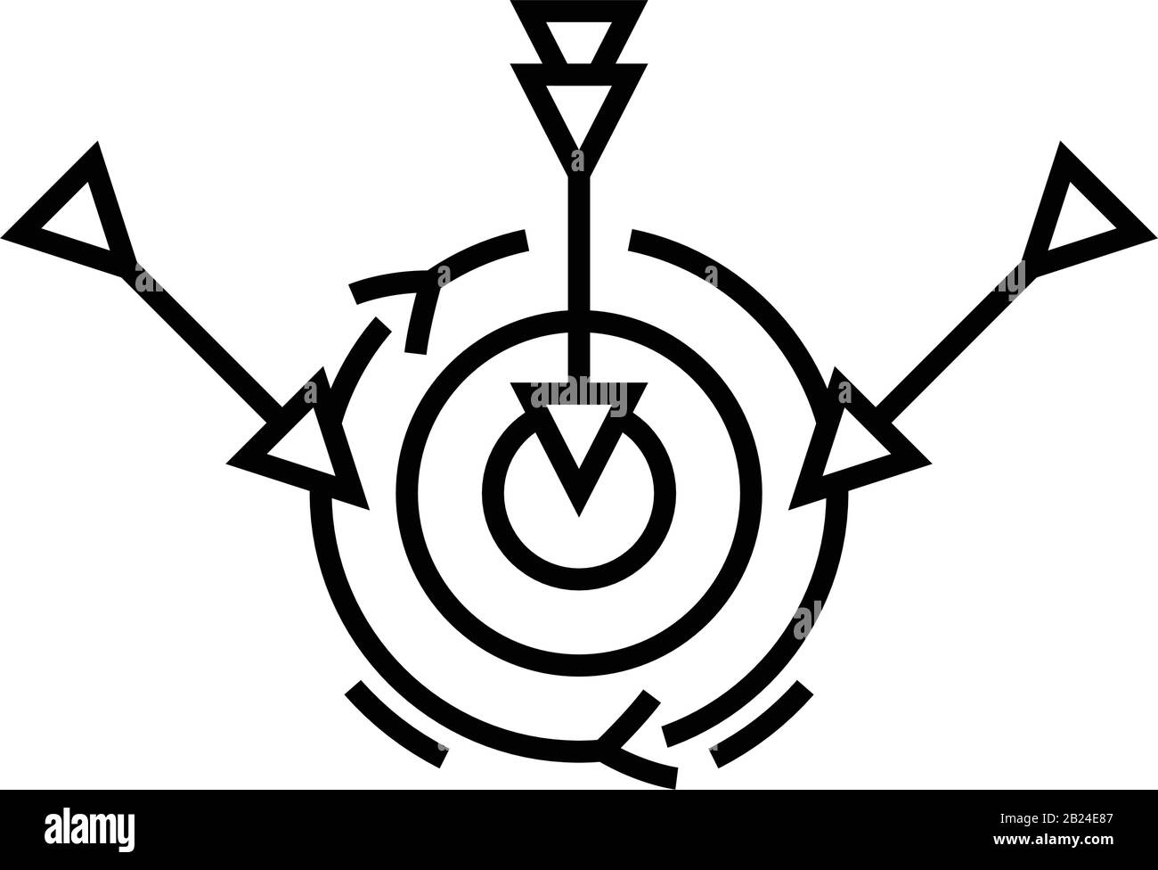 Reaching aims line icon, concept sign, outline vector illustration ...