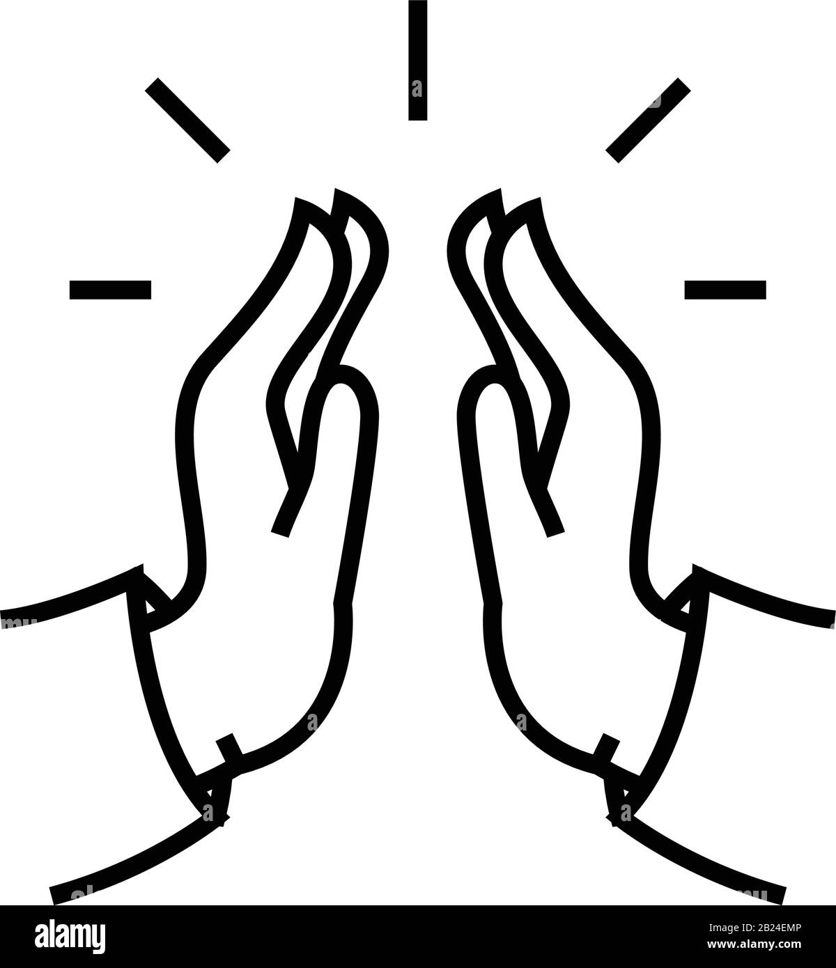 Praying gesture line icon, concept sign, outline vector illustration ...