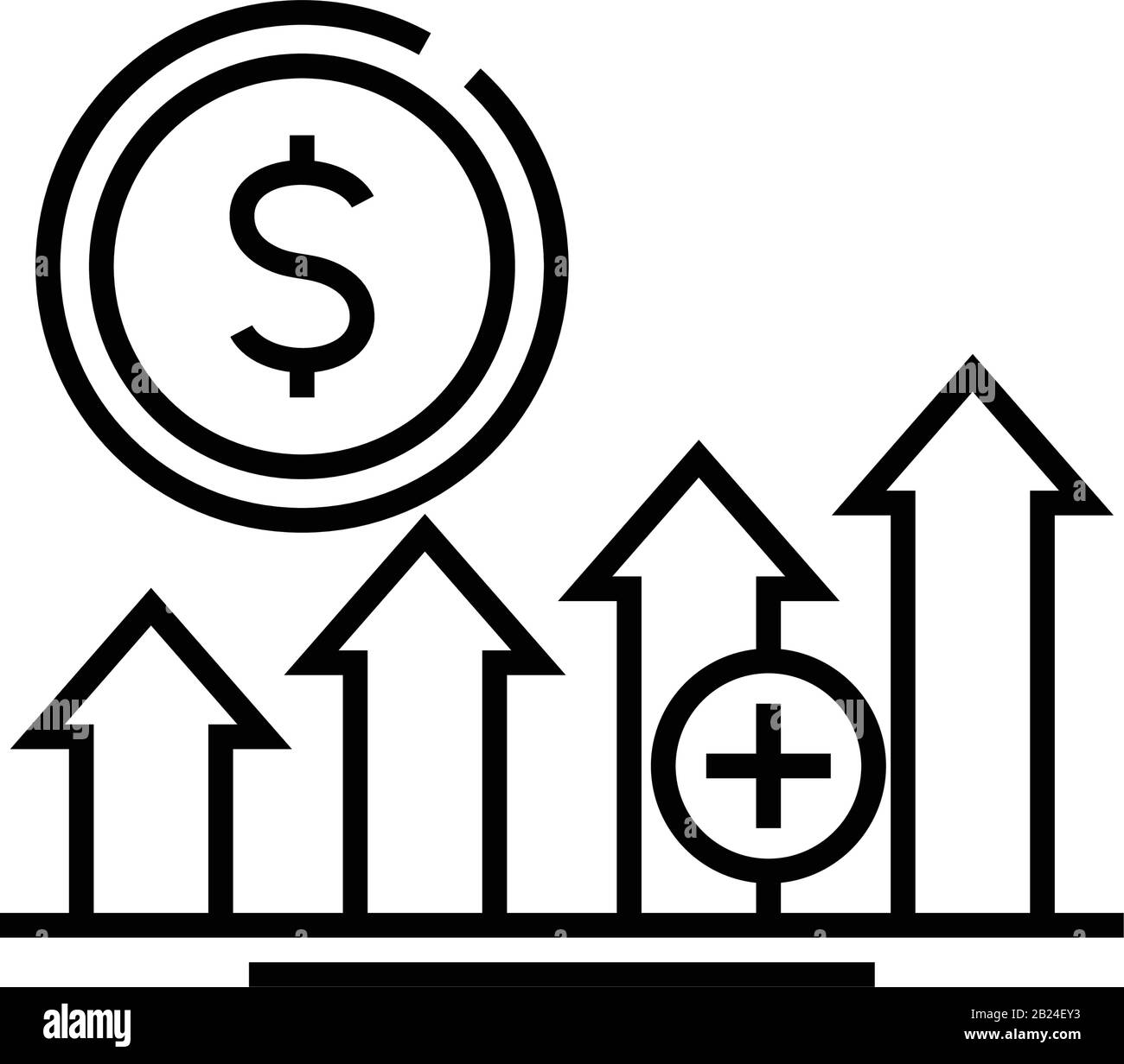 Profit growth line icon, concept sign, outline vector illustration ...