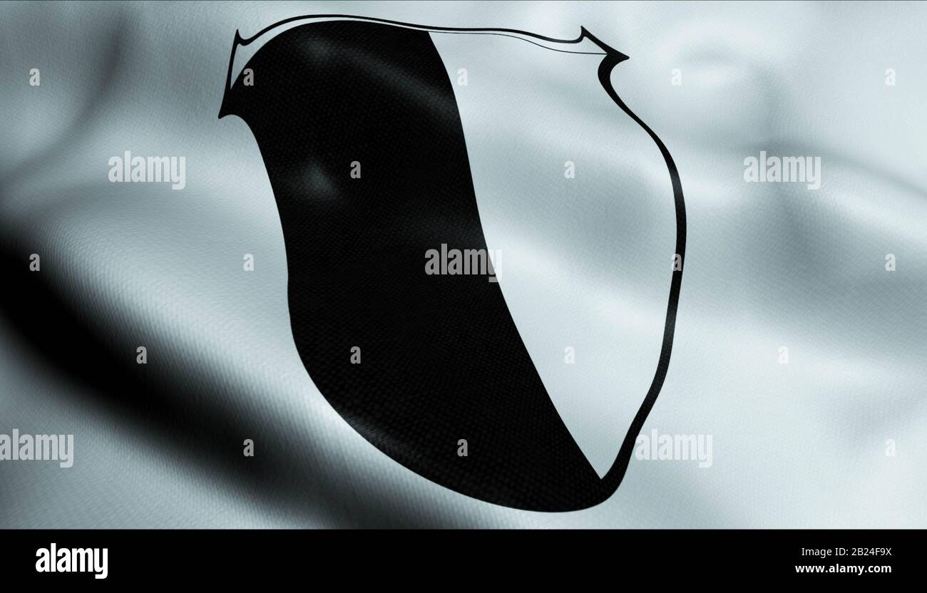 3D Illustration of a waving coat of arms flag of Battenberg (Germany ...