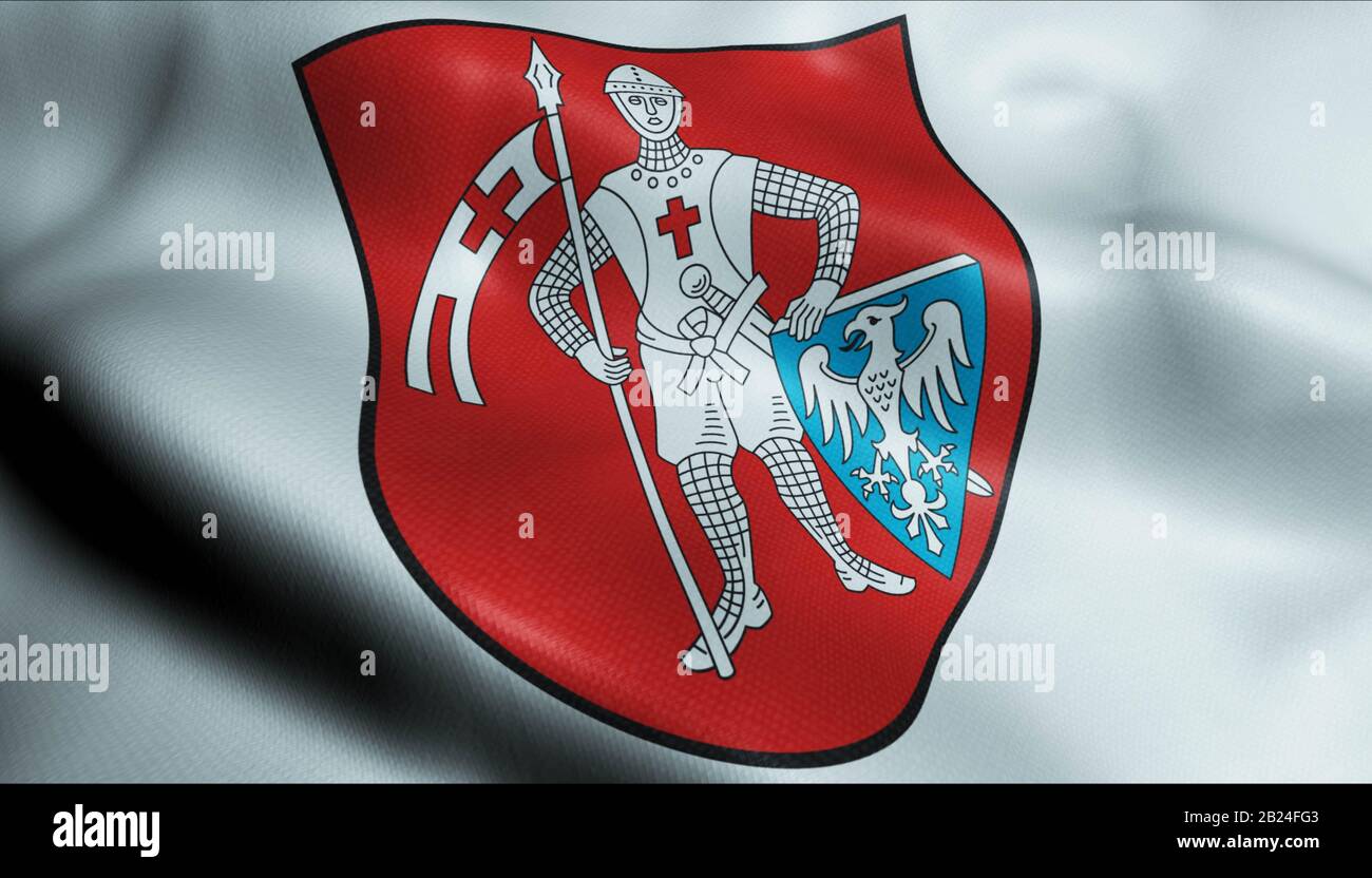 3D Illustration of a waving coat of arms flag of W (Germany country ...