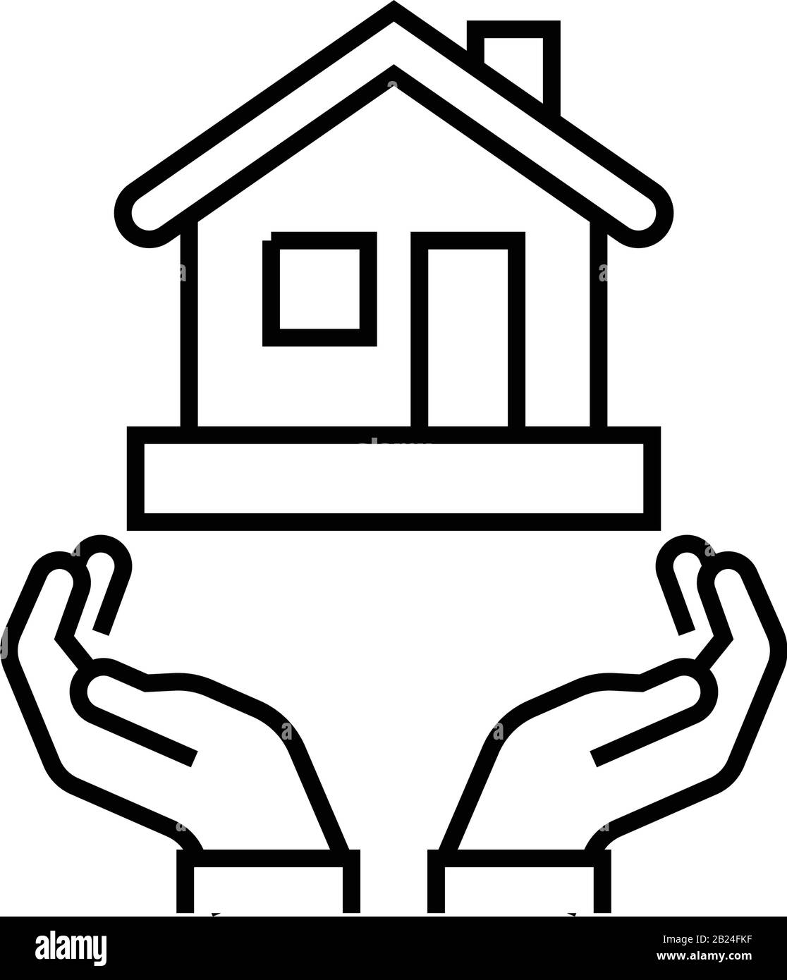 Relocation safety line icon, concept sign, outline vector illustration ...