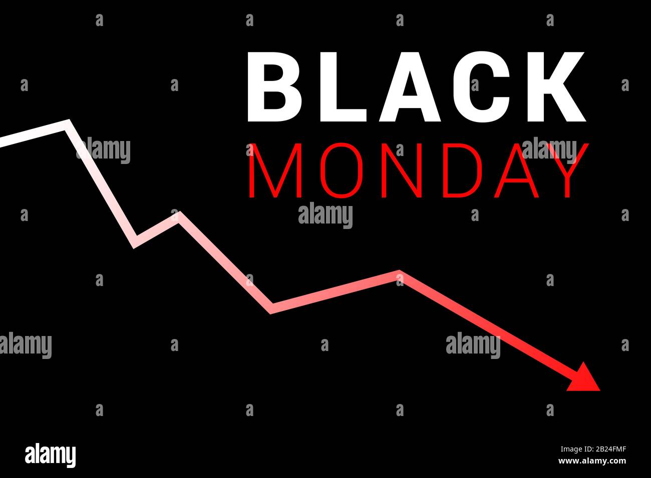 Black Monday inscription and chart arrow on black background. Abstract ...