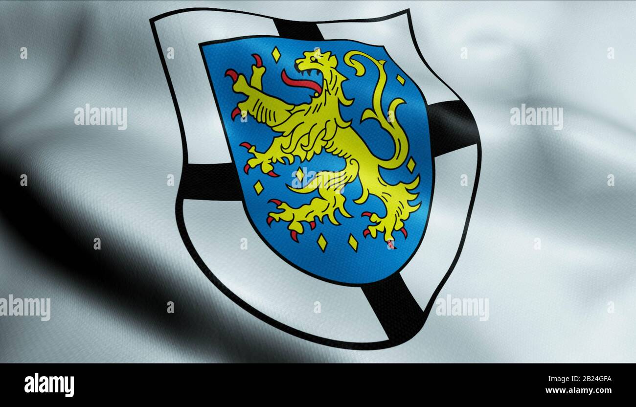 3D Illustration of a waving coat of arms flag of W (Germany country ...