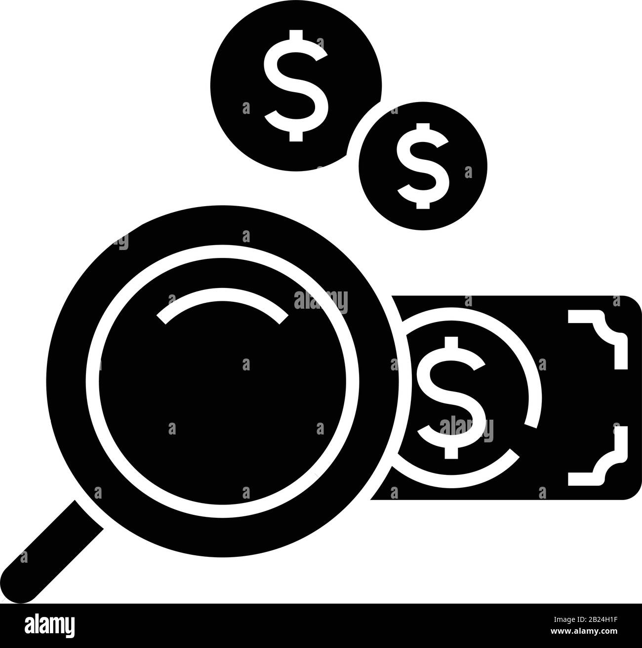 Financial control black icon, concept illustration, vector flat symbol ...