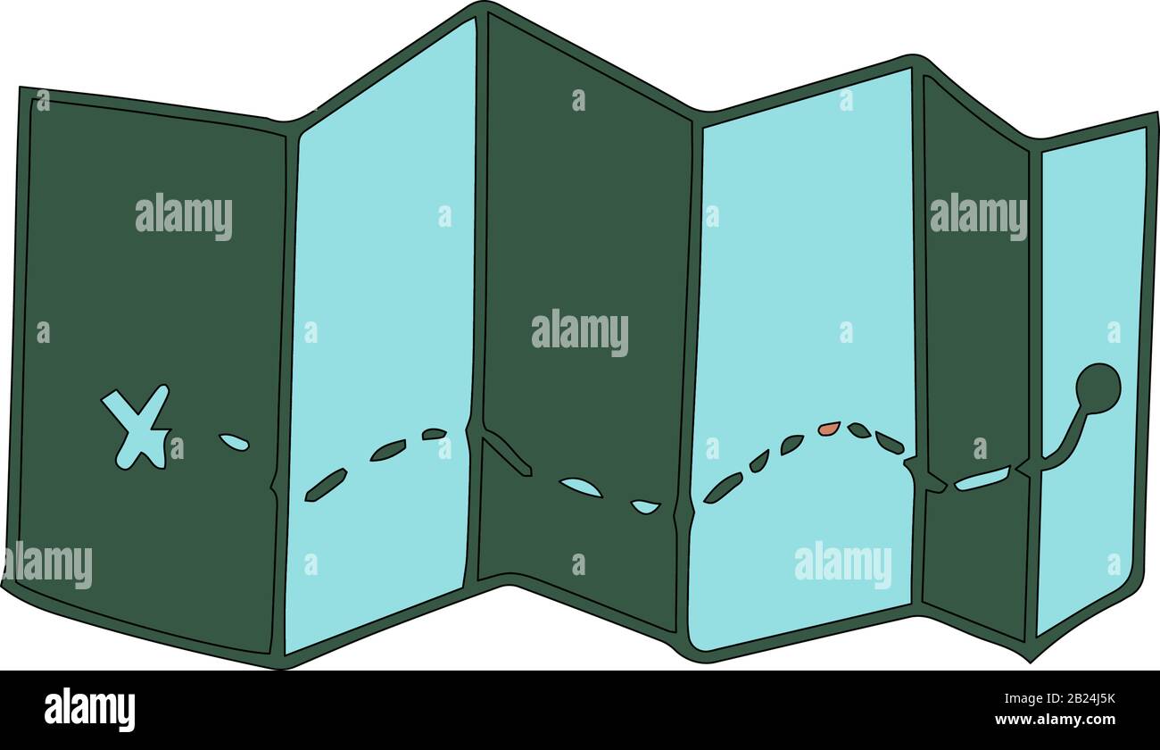 Travel orienteering map in cartoon style isolated on white background ...