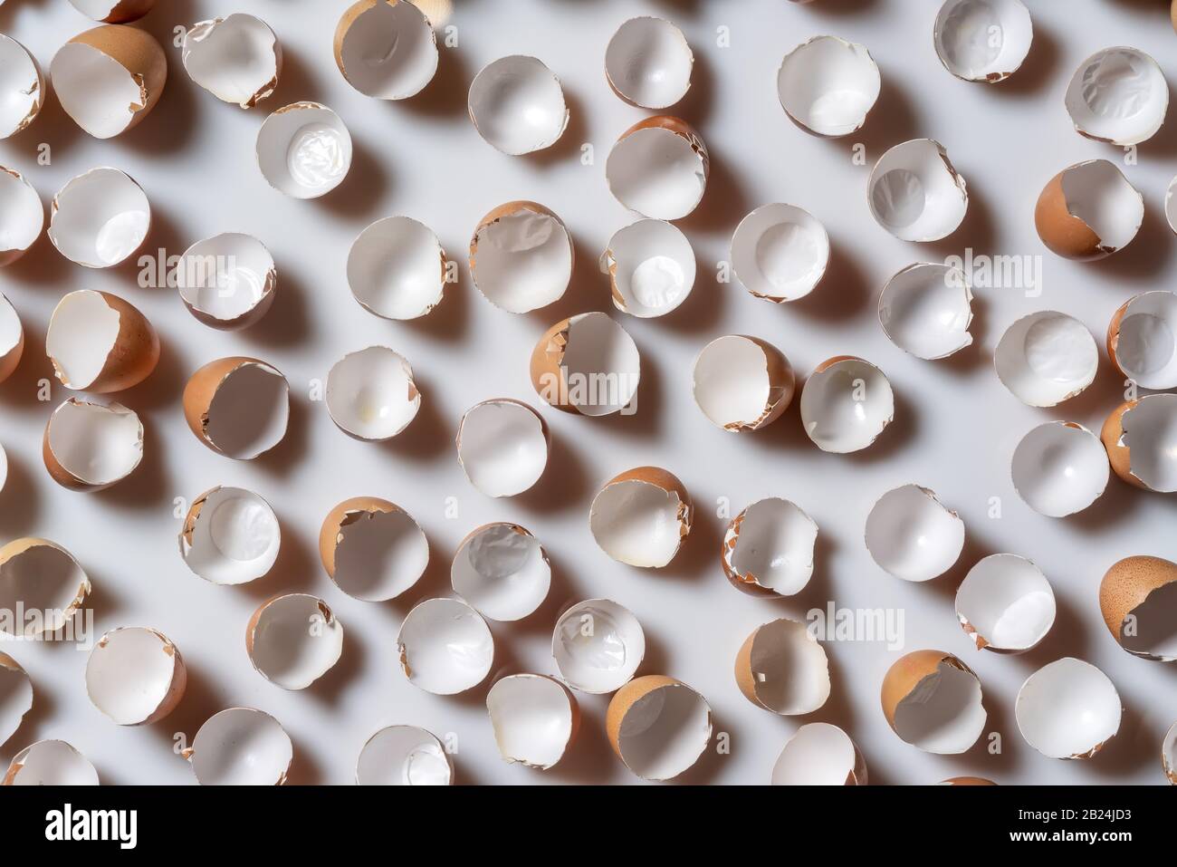 Conceptual background from an eggshell, on a white backdrop Stock Photo ...
