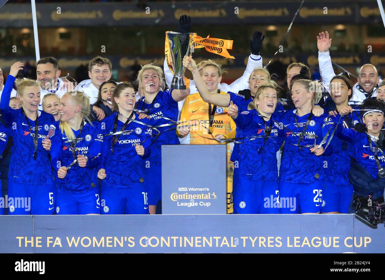Chelsea players lift the cup as they celebrate winning the FA Women's ...