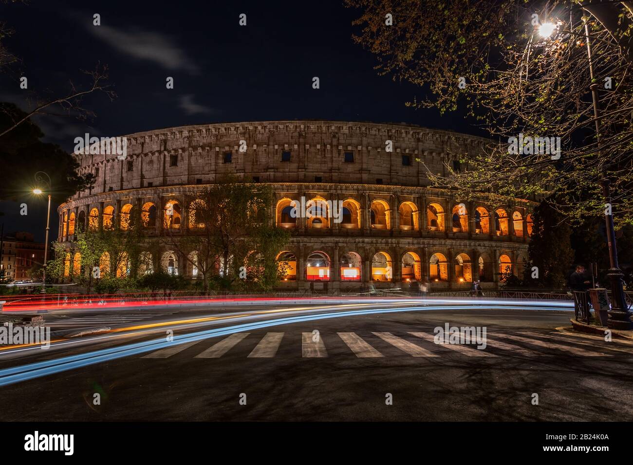 Colosseum architectural structure at night, in Rome Stock Photo - Alamy
