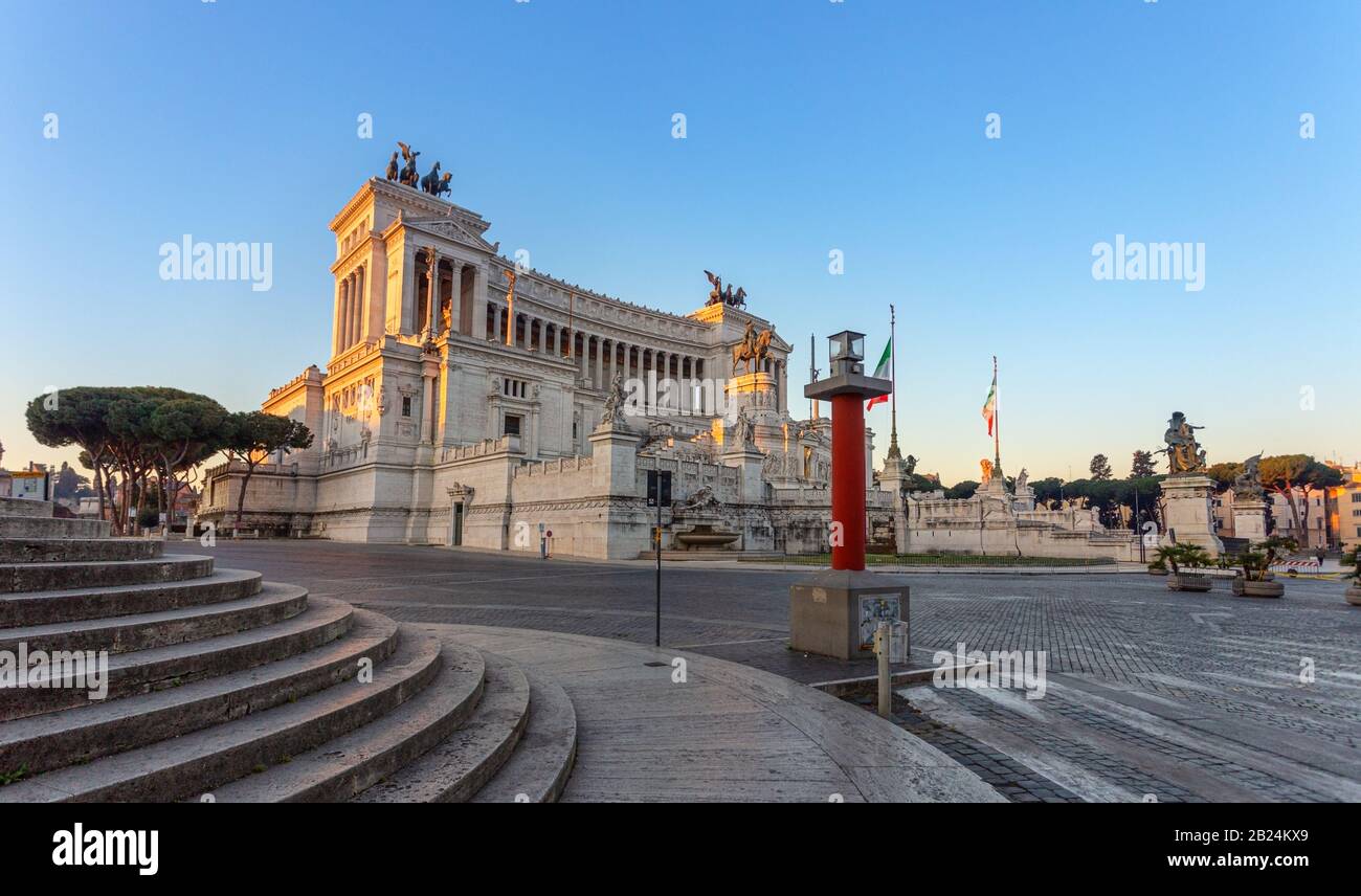 Monument of Victor Emmanuel on Venice Square in Rome . Italy Stock ...