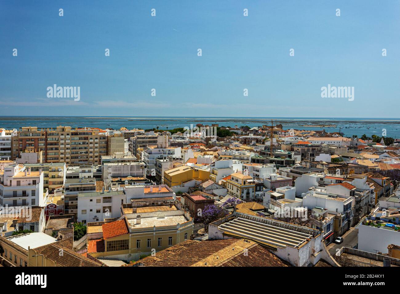 Aerial. The southern city of Portugal Faro view from the top Stock ...