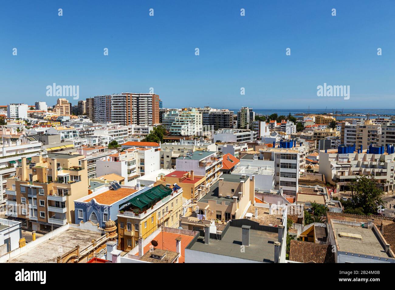Aerial. The southern city of Portugal Faro view from the top Stock ...