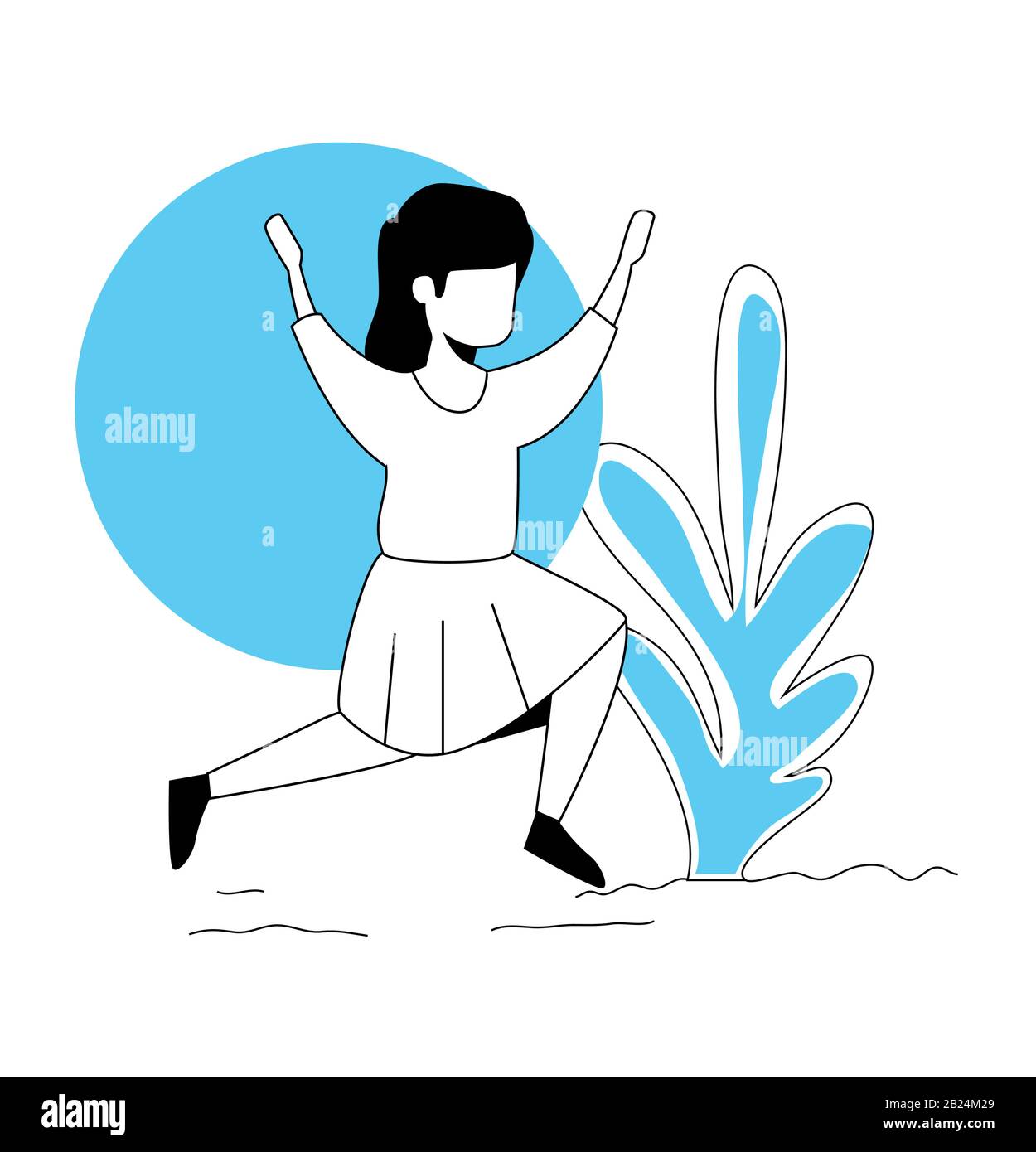 little girl jumping in park landscape Stock Vector Image & Art - Alamy