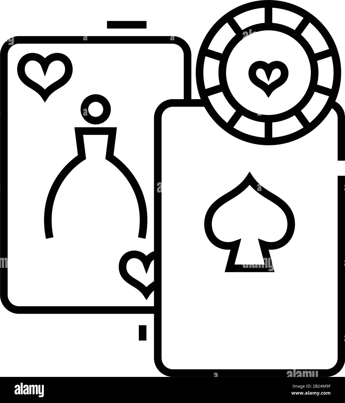 Playing cards line icon, concept sign, outline vector illustration ...