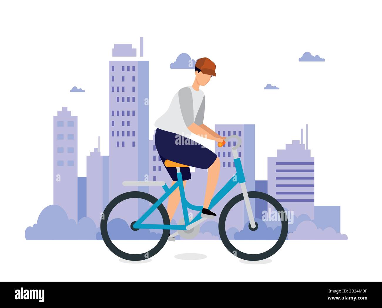 buildings urban scene with man in bike Stock Vector Image & Art - Alamy