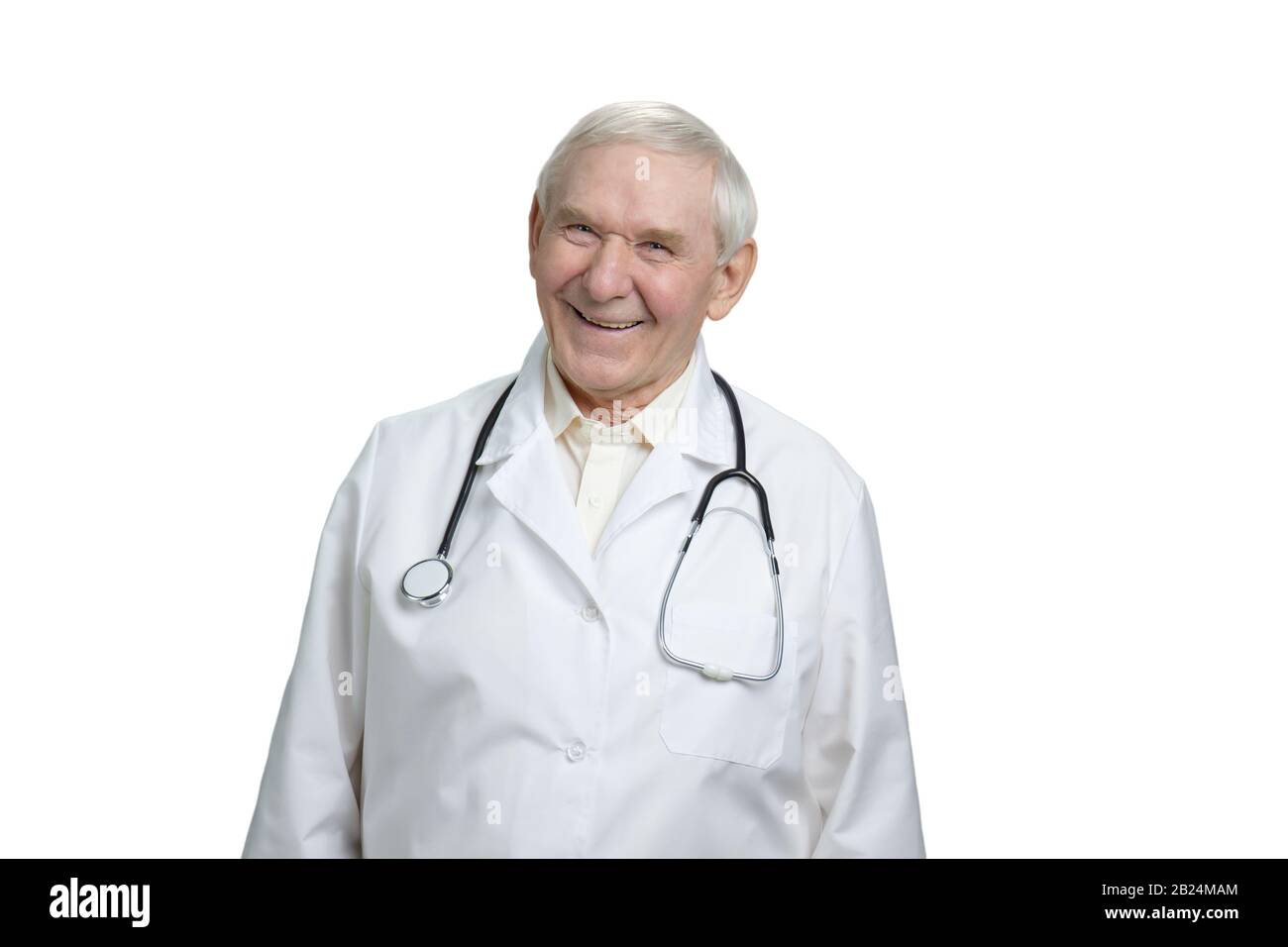 Portrait happy old doctor hi-res stock photography and images - Alamy